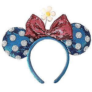 Disney Parks Exclusive - Minnie Mickey Ears Headband - Bow Flower Polka Dot Sequin