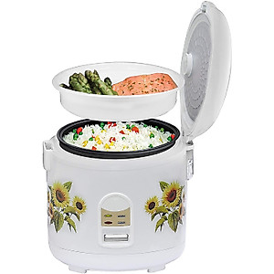 Bene Casa - Non-stick Thermal Rice Cooker with Steamer Tray (11.5" x 12") - Features a Cool-touch Exterior and an Auto Shut-off Feature - Dishwasher Safe Inner Pot