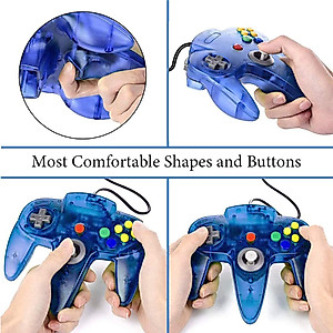 King Smart Birsppy N64 Controller, Wired N64 Controllers with Upgraded Joystick for Original Nintendo 64 Console (Jungle Green and Clear Purple)