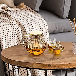 Saeifin Glass Teapot Stovetop Safe, Glass Tea Kettle 44oz/1300ml with Lid Perfect for Microwave Use, Handcrafted with Durable Borosilicate Glass and Stainless Steel Infuser, Ideal for Loose Leaf Tea