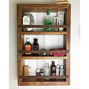 Mansfield Cabinet No. 101 - Solid Wood Spice Rack Cabinet Willow Grey stain/White