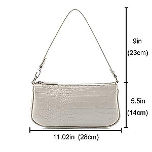 CHIC DIARY Women Tote Bag Small Clutch Purse Shoulder Handbag with Zipper (White)