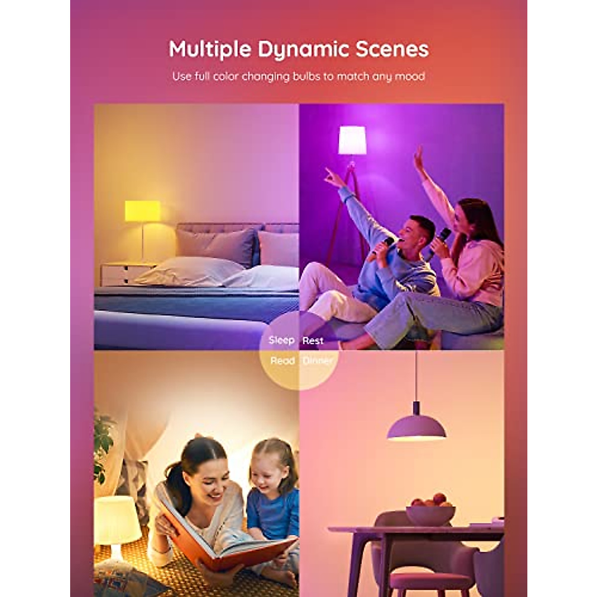 Govee Smart Light Bulbs, Color Changing Light Bulbs with Music Sync, 54 Dynamic Scenes, 16 Million DIY Colors WiFi & Bluetooth Light Bulbs Work with Alexa, Google Assistant & Govee Home App, 1 Pack