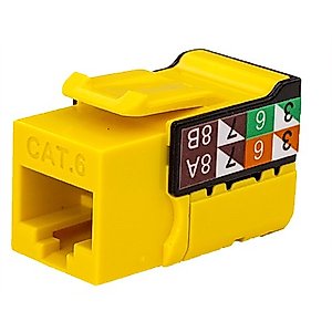 CAT6 RJ45 Keystone Jack, V-Max Series - Yellow Color - (50 pack)