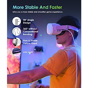 6AMGame link cable 16 ft Compatible with Meta Quest 3/2 Accessories VR Headset, High Speed Data Transfer Cord USB 3.0 Cable Type C LED Light for Gaming PC/Steam VR link cable 16 ft Compatible