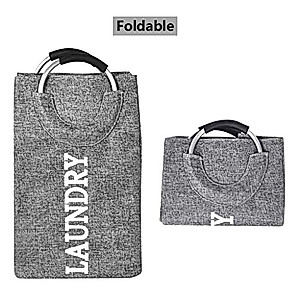 ZERIRA Large Collapsible Laundry Hamper with Comfortable Handles, Portable and Durable Clothes Storage Bag for Dorm Room Clothes Storage (Gray)