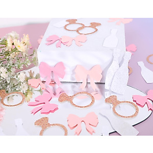 She’s Tying the Knot Party Confetti - Bridal Shower Table Decoration,Table Scatter Bridal Shower Photo props,Champagne Bow Diamond Ring Confetti Perfect for Any Event