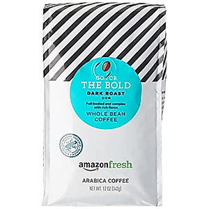 AmazonFresh Dark Roast Whole Bean Coffee, 12 Ounce