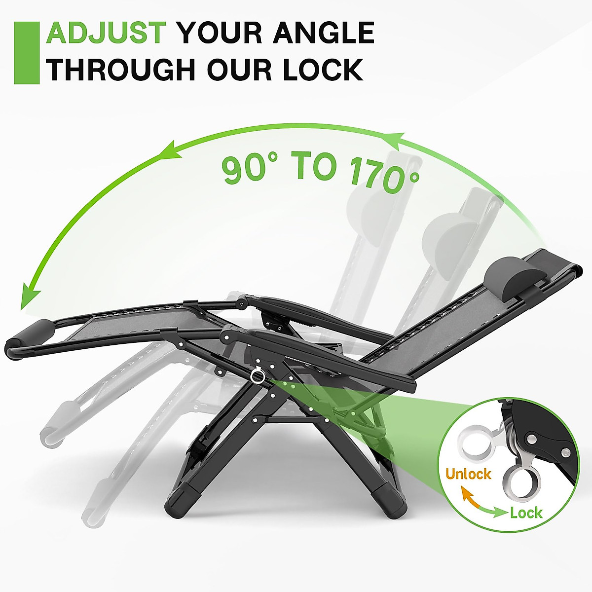 ZENPETIO 26In Zero Gravity Chair, Zero Gravity Recliner Lounge Chair for Indoor and Outdoor, Reclining Camping Chair for Lawn and Patio, Anti Gravity Chair w/Cushion, Cup Holder and Footrest, 440LBS