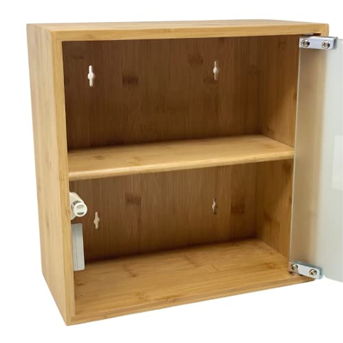 Toughty Bamboo Lockable Medical Cabinet for Medicine & Bandages with Frosted Tempered Glass, Wall Mount Storage Container, Hanging Medicine Cabinet, First Aid Wall Cabinet