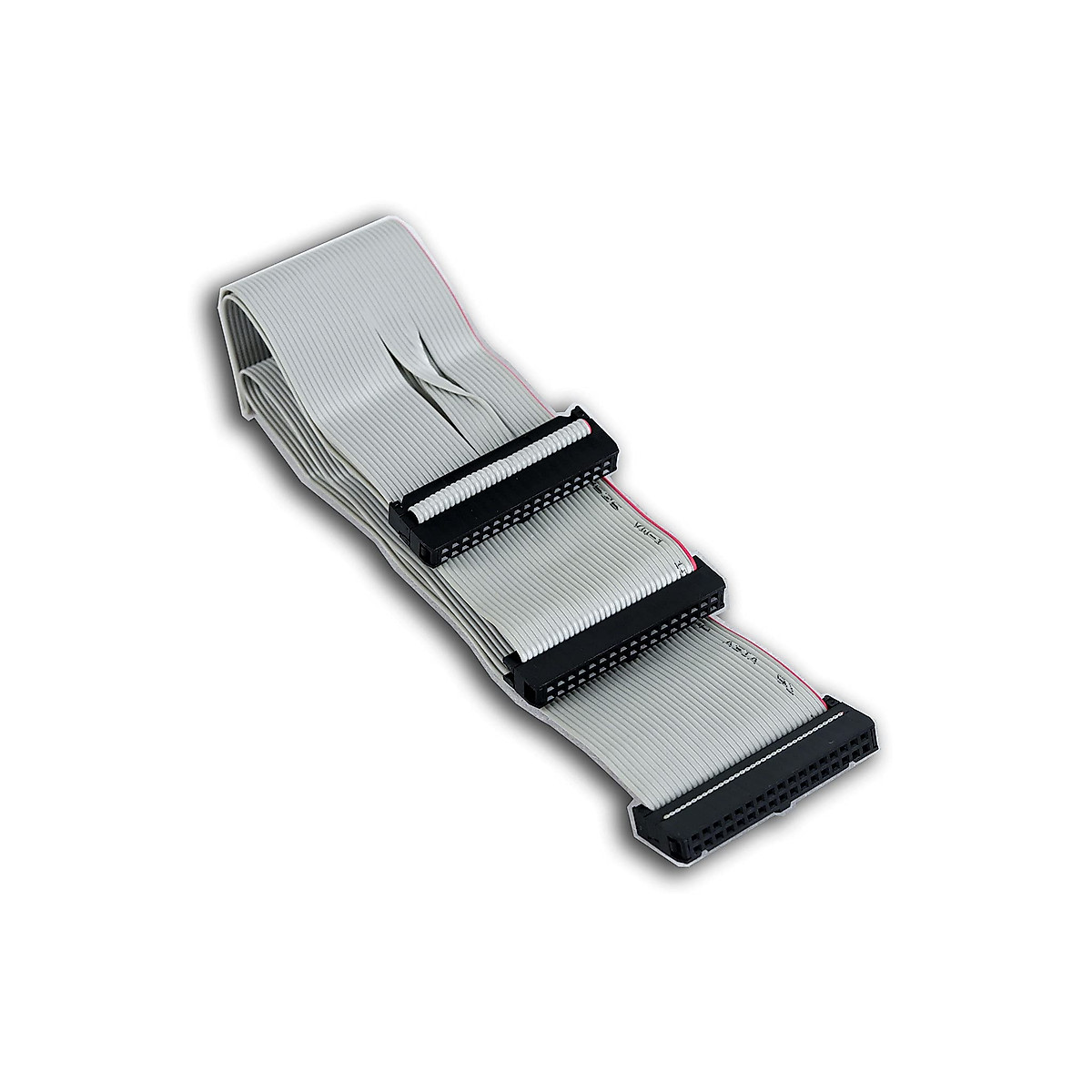 IAENCLOSURES.COM CAB-FDDS19-3H-2PK 20 inch Universal 34 pin Floppy Drive Ribbon Cable for 3.5 inch Floppy Disk Drive. (3) 34 Pin 2.54mm Pitch IDC Female Connectors. (2 Pack Version)