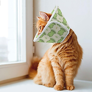 Cute Frog Soft Dog Cone Collars Protective Adjustable Cat Recovery Collar to Stop Licking M