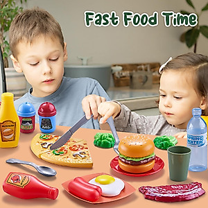 Play Kitchen Accessories 48Pc Kids Kitchen Playset with Kids Pots & Pans Playset, Pretend Play Food, Cooking Toys & Utensils