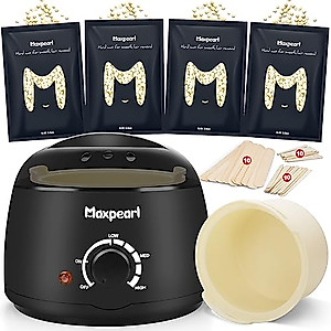 Wax Kit for Women Men, Hair Removal Waxing Kit with Hard Wax Beans for Coarse Hair Bikini Eyebrow, Cream White Wax Beads Refills for Wax Warmer