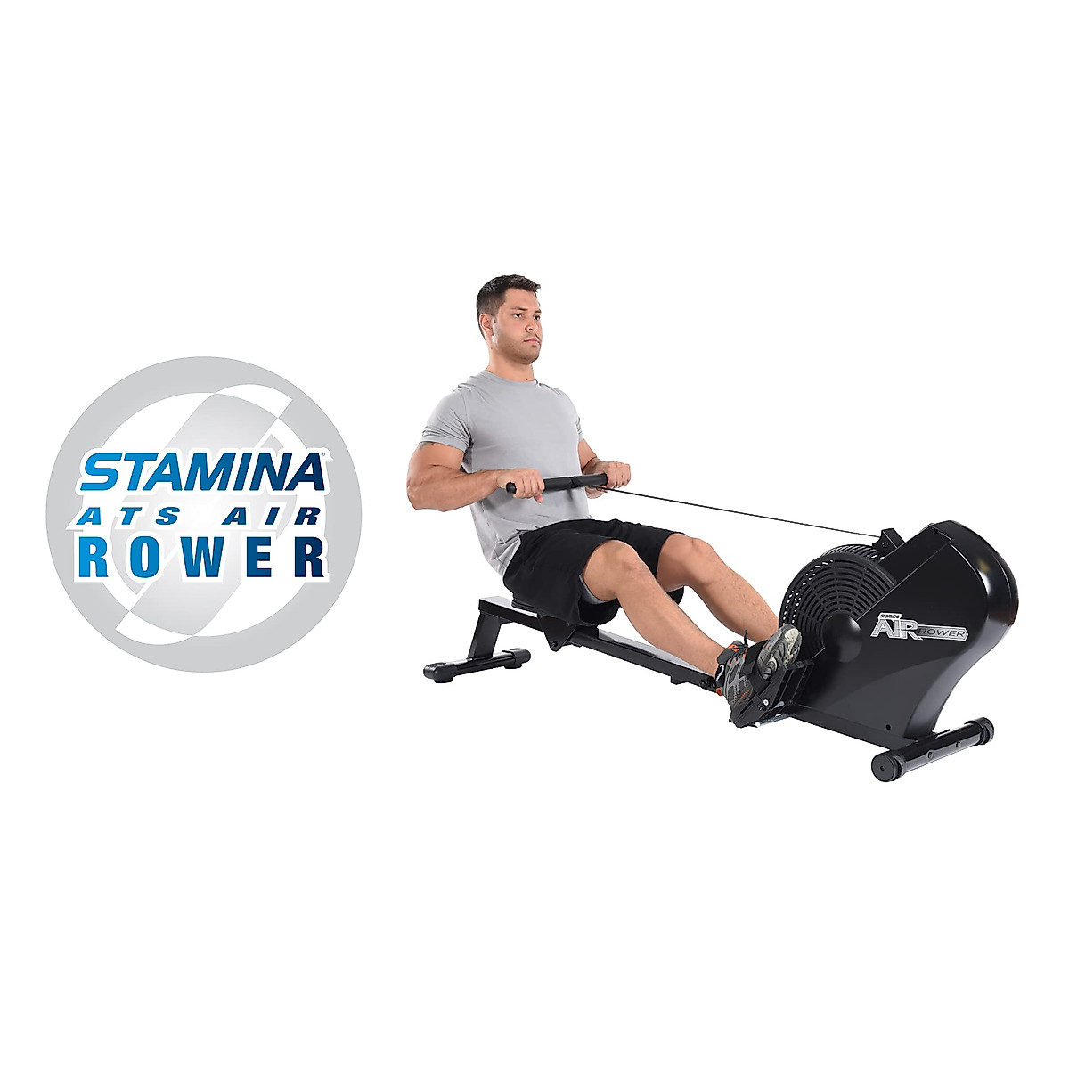 Stamina ATS Air Rower Machine with Smart Workout App - Foldable Rowing Machine with Dynamic Air Resistance for Home Gym Fitness - Up to 250 lbs Weight Capacity