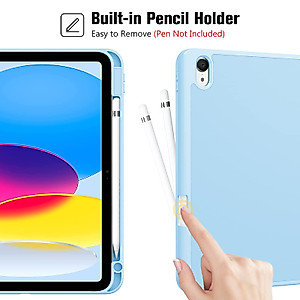 ProCase for iPad 10th Generation Case with Pencil Holder, iPad Case 10th Gen (2022 Model) 10.9 Inch iPad 10 Case, 10th Gen iPad Cases Cover with Pen Holder for iPad 10th Generation -SkyBlue