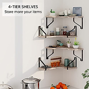 MOLYHOM Wood Floating Corner Shelves, Wall Shelves for Bedroom, 4 Sets of Wall Mounted Shelf.