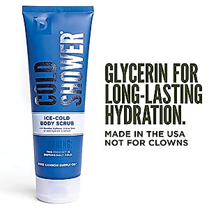 Duke Cannon Cold Shower Ice-Cold Body Scrub - 8oz Exfoliating Menthol & Caffeine Scrub with Aloe Vera, Plant-Based Thickeners, and Glycerin for Cooling Hydration