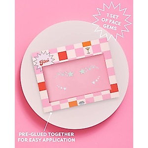 xo, Fetti Star Face Tattoo Stickers - 1 Set | Iridescent Birthday Outfit Accessory, Bachelorette Party Face Jewels, Rave, Festival, Concert