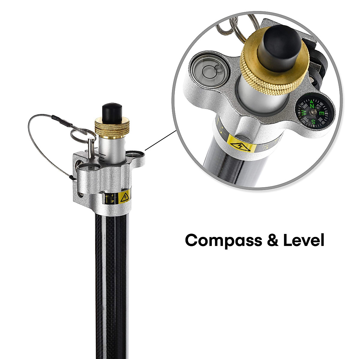 AdirPro 8.5-Foot Carbon Fiber Prism Pole with Adjustable Tip, & AdirPro Prism Pole Bipod Bundle