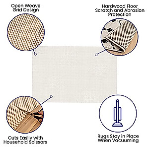 Flash Furniture Non Slip Rug Pad for 2' x 3' Area Rug, Hardwood Floor Rug Gripper Anti Skid Rug Pad Protective Cushioning Rug Pad