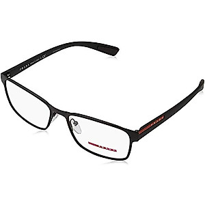 Prada Linea Rossa Lifestyle PS 50GV DG01O1 Black Rubber Metal Rectangle Eyeglasses 55mm