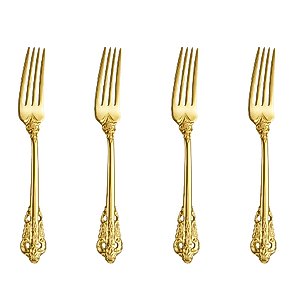 KEAWELL Luxury 5.9" Appetizer Forks, 18/10 Stainless Steel, Set of 4, Gorgeous Cocktail Forks/Dessert Forks (Gold)