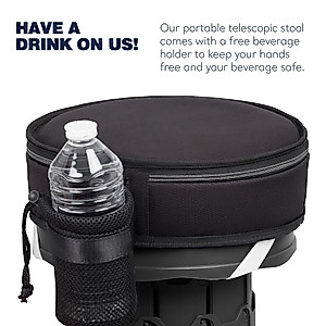 Upgraded Collapsible Stool With 3-in-1 Backpack, Cushion & Beverage Holder- Perfect Lightweight Yet Strong & Sturdy With Load Capacity 400lbs Retractable Stool For Camping, Hiking & Fishing (Black)