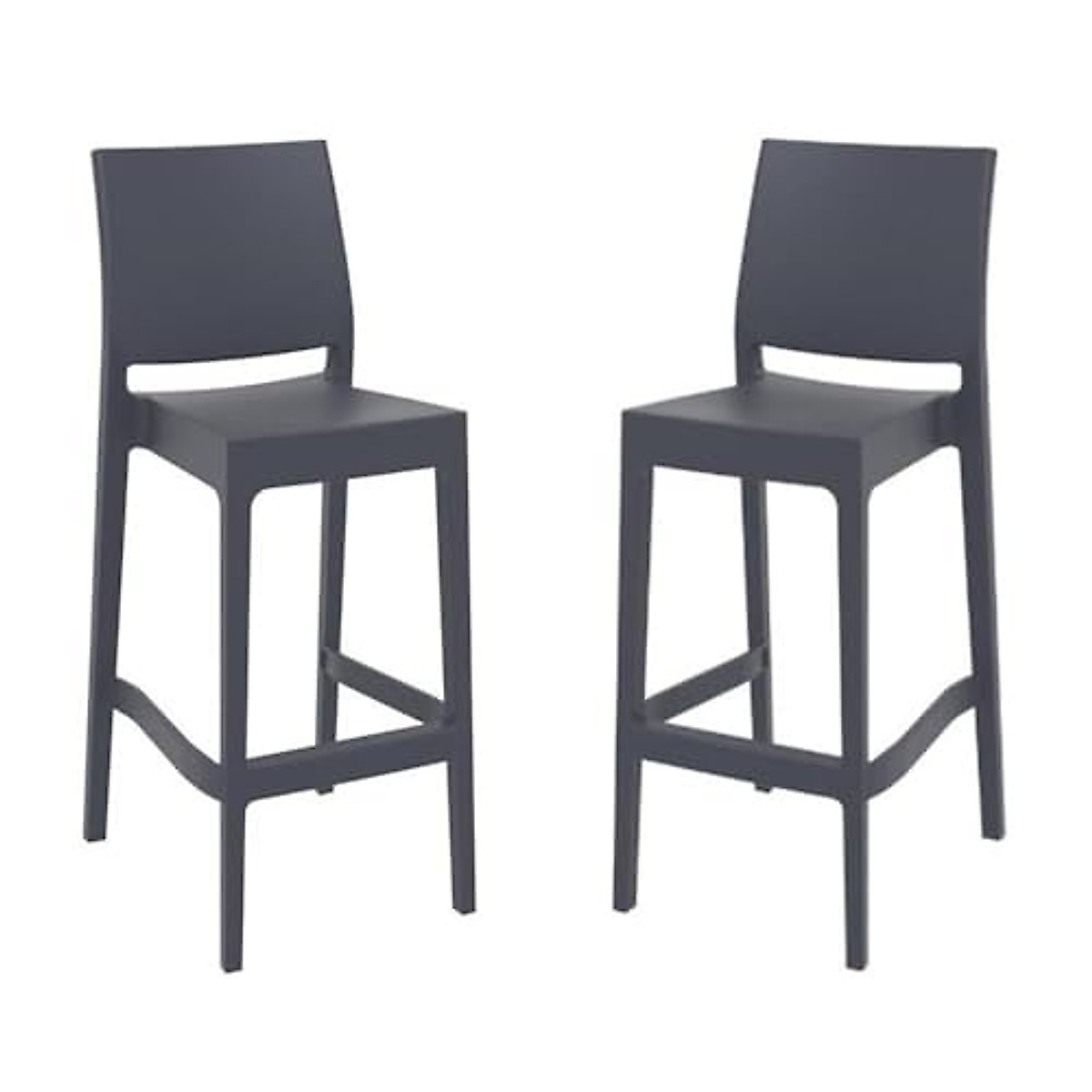 Pemberly Row 29.5" Resin Barstool in Dark Gray Finish - Set of 2