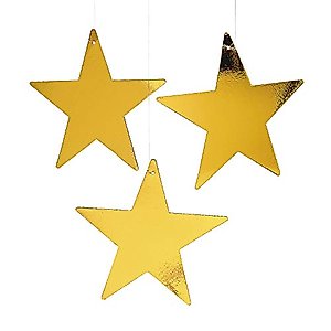 12 Inch Gold Star Decoration Cutouts (12 Cardboard Pieces)