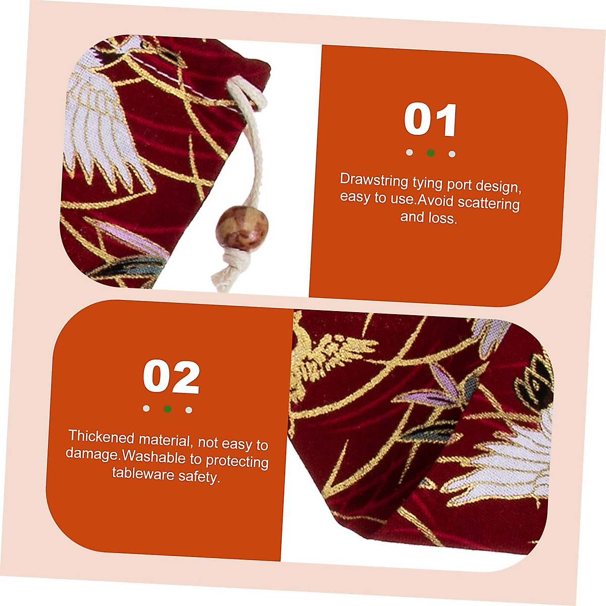 Cabilock 4pcs Drawstring Bag Pocket Wallet Straw Purse Folding Bracket Straw Carrying Bag Silk Drawstring Bag Utensil Holder Cutlery Bags Tableware Bag Japanese Style Tableware Bag Fabric