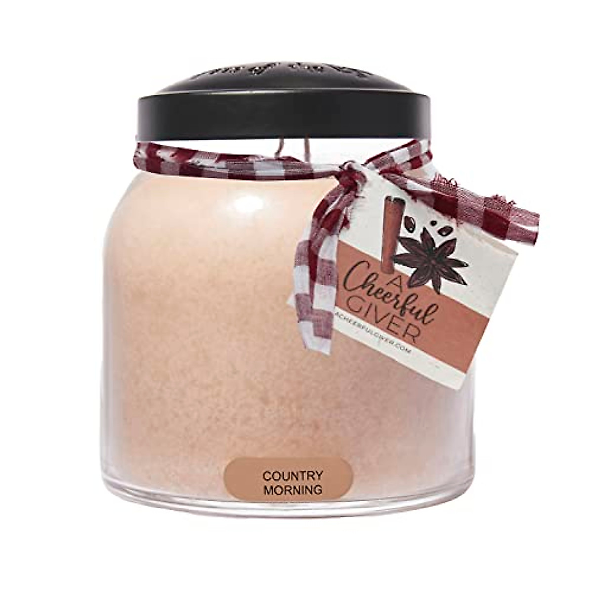 A Cheerful Giver — Country Morning - 34oz Papa Scented Candle Jar with Lid - Keepers of the Light - 155 Hours of Burn Time, Gift for Women, Brown