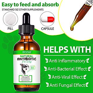 Antibiotics for Dogs, Natural Antibiotics for Dogs, Dog Antibiotics, Dog Multivitamin for Pets, Dog Supplies Antibiotics, Natural Dog Antibiotics Supports Dog Allergy and Itch Relief - 60ML