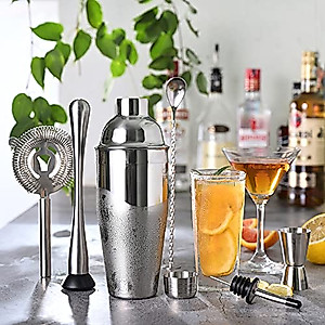 ETENS Cocktail Shaker Set Stainless Steel & Bar Set, Bartender Kit Mixology Drink Mixer, Bartending Tools Gifts: Martini Shaker 24oz, Muddler, Strainer, Measuring Jigger, Alcohol Pourer, Mixing Spoon