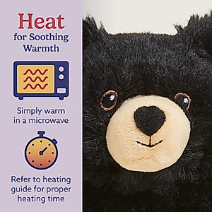 warmies Junior Microwavable & Weighted Stuffed Animals, Black Bear - Heated Stuffed Animal Plushie for Warmth & Comfort - Cute Soft Plush Toys for Adults & Children (Boys, Girls, Babies & Toddlers)