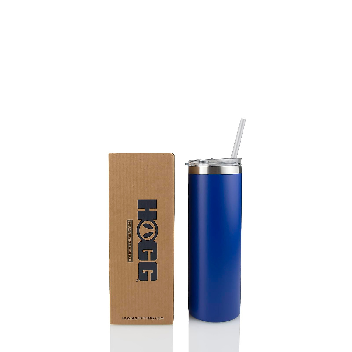 Hogg 20oz Powder Coated Skinny Tumbler, DIY, Customizable, Reusable, Double Wall Insulated, Colored Tumblers (Royal Blue)