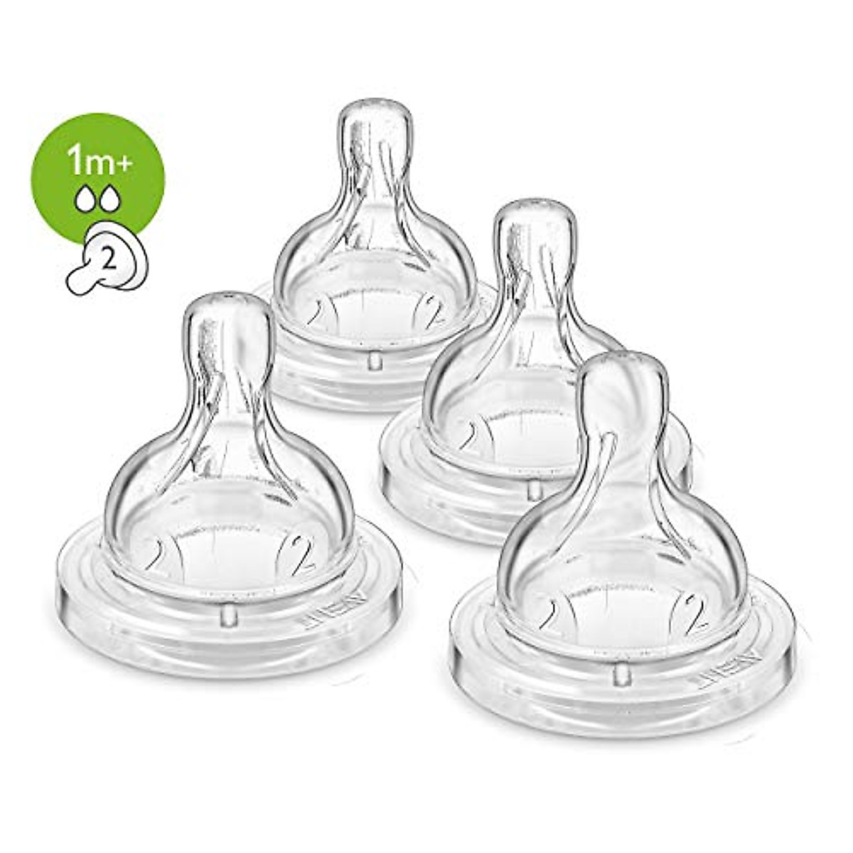 Philips Avent Anti-Colic Baby Bottle Slow Flow Nipple, 4pk, Flow 2, SCF422/47