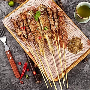 Fu Store Bamboo Skewers, 8 Inch Bamboo Sticks 100pcs BBQ Kabob Skewers,Grill, Appetizer, Fruit, Corn, Chocolate Fountain, Cocktail, Art, Set of 100 Pack,with Free 10 Pairs of Gloves