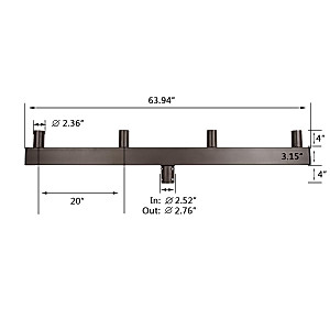 Low Profile Bullhorn with 4 Arms,180 Degree Bullhorn Bracket for 4 Lights,2 3/8Inches Slip Fitter Light Mounting ,Tenon Adapter for Parking Lot Pole Bracket (180° Bullhorn with 4 Tenons)
