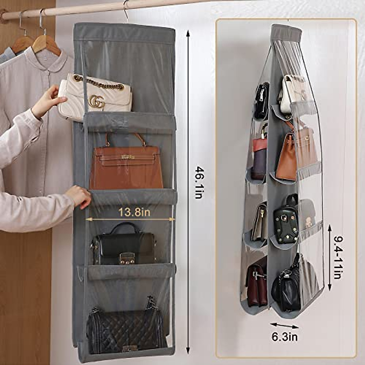 Yllshengyu Purse Handbag Hanging Organizer Closet Shelves Bag Purse Holder Organizer for Closet for Family Closet Bedroom for Storage Bag for Bra Socks Underwear Underpants Foldable Universal Fit