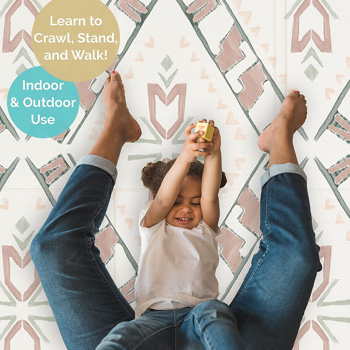 JumpOff Jo Baby Play Mat - Large Folding Foam Play Mat for Infants, Babies, Toddlers, Waterproof, Double-sided (70" x 59") - Westbound