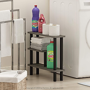 Furinno Turn-N-Tube Slim Space Saving Storage Rack, French Oak Grey/Black