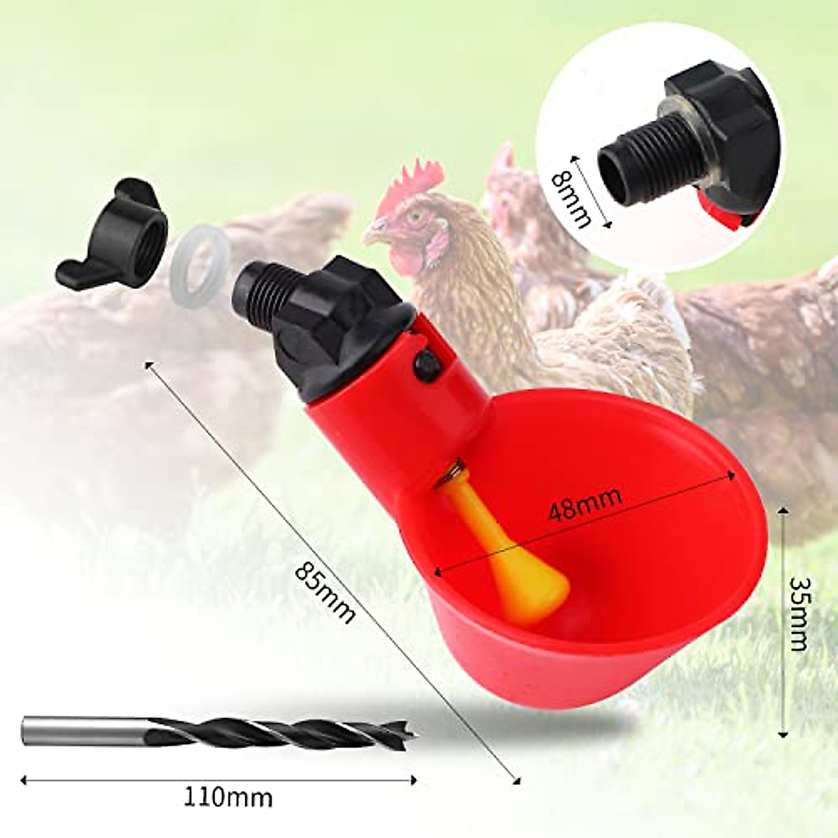 erduoduo 24 Packs Poultry Drinking Watering Cups for Chicken/Quail Water Cups Drinker Automatic Farm