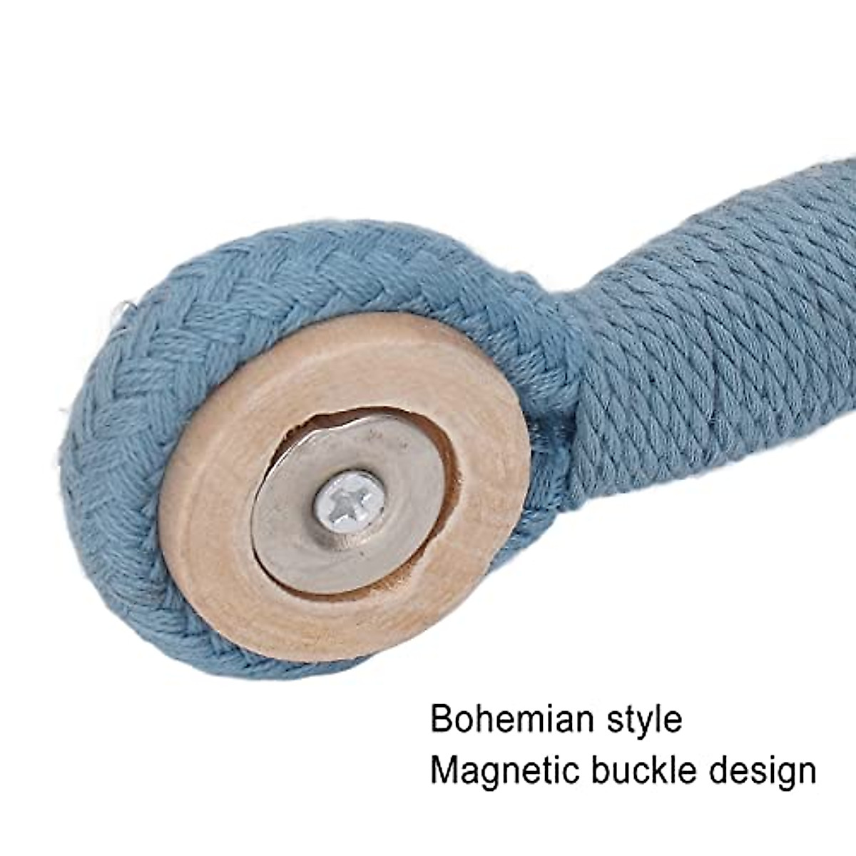 Magnetic Curtain Tiebacks, Boho Curtain Tie Backs Decorative Tie Backs with Durable Wooden Buckle Curtain Holdbacks Holder for Window Draperies(Blue)