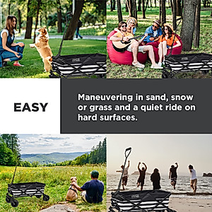 Creative Outdoor Push Pull Stroller Wagon for Kids, 150lbs Weight Capacity, All-Terrain Collapsible Folding Cart with Canopy for Cargo, Beach, Park, Garden, Camping & Tailgate