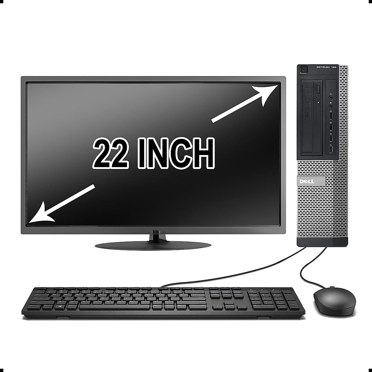 DELL OptiPlex 790 Desktop Computer Package - Quad Core i5 3.1-GHz, 4GB RAM, 250GB HDD, DVD, 22 Inch LCD, Keyboard, Mouse, WiFi, Bluetooth, Windows 10 (Renewed)