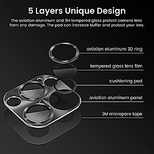 Tensea for iPhone 14 Pro/iPhone 14 Pro Max Camera Lens Protector, Aluminum Alloy Metal Tempered Glass Cover Camera Screen Protector Accessories, Case Friendly for iPhone 14Pro / 14 ProMax 2022