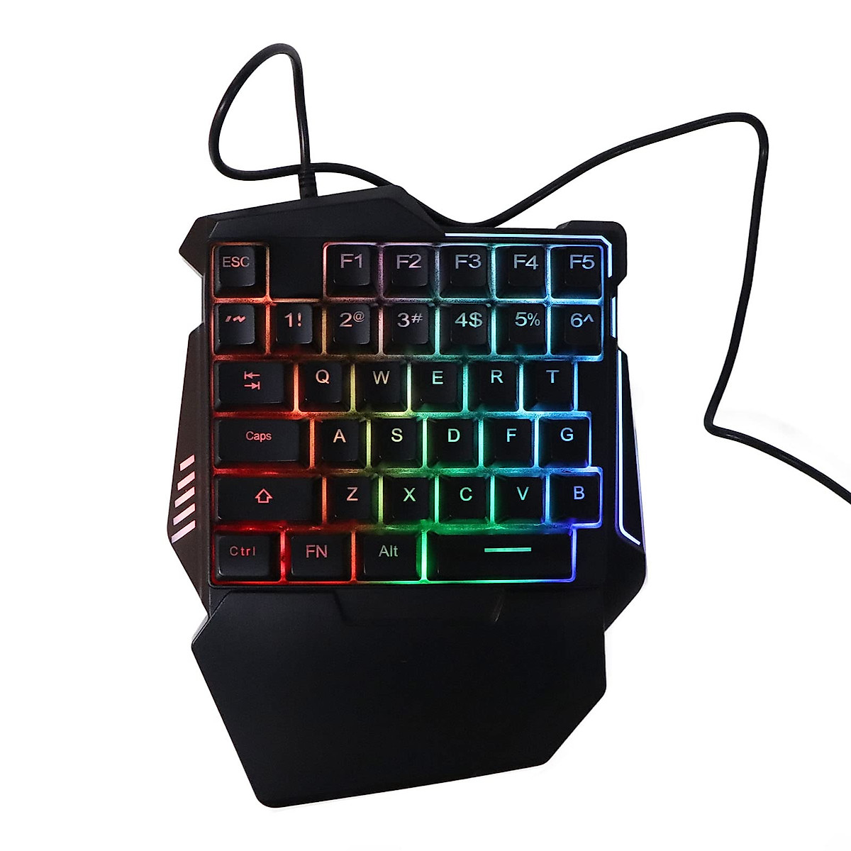 Zunate One Handed Gaming Keyboard, RGB Backlit 35 Keys Portable Mini Gaming Keypad, USB Wired Single Hand Ergonomic Keyboard for Game