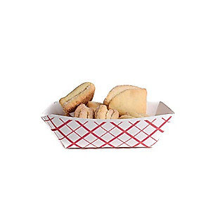 800ct Disposable Paper Food Tray (1/2 LB) - Red Check Food Tray, USA Made, Recyclable, Biodegradable, Compostable, Great for Picnics, Carnivals, Party, Camping, BBQ, Restaurants, Fries (0.5lb)