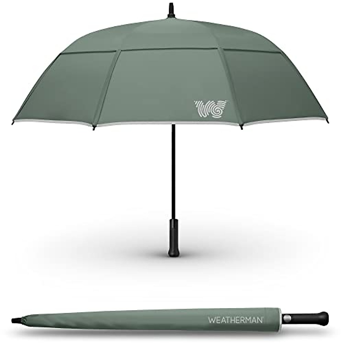 Weatherman Umbrella - Stick Umbrella - Windproof Umbrella Resists Up to 55 MPH Winds - (Sage)